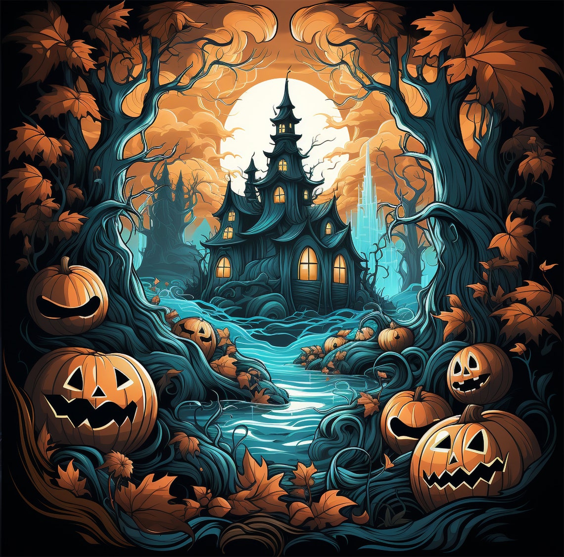 Printable Cartoon Halloween Art Prints / Digital Download / 5 Images - Etsy