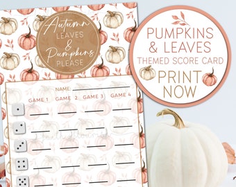 Fall Theme Bunco Printable - Etsy