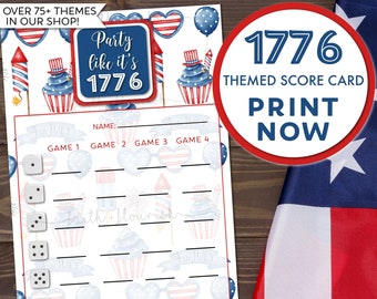 4th of July Bunco Score Card Independence Day Score Sheet - Etsy