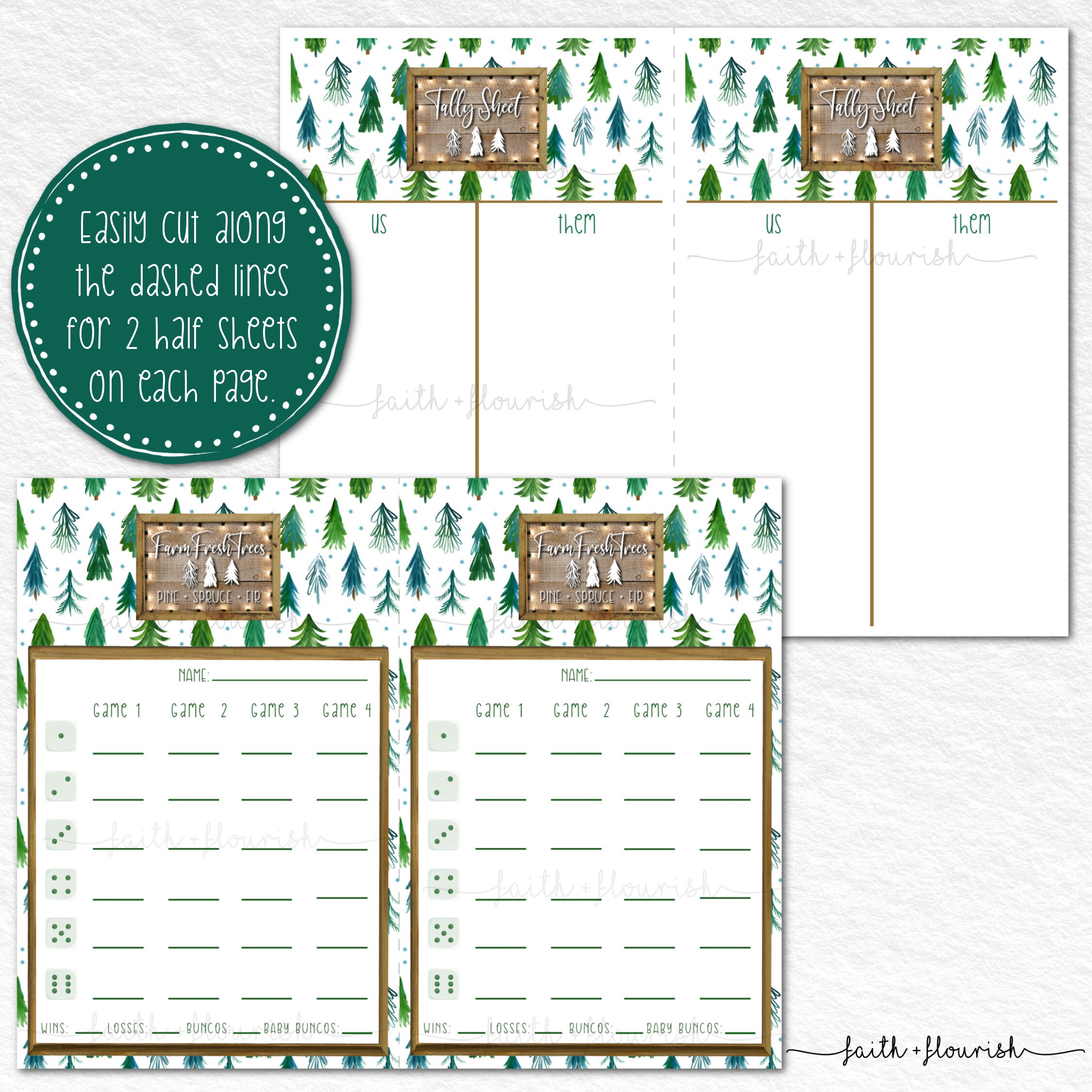 Printable Christmas Tree Bunco Bundle Set, Winter Christmas + December ...
