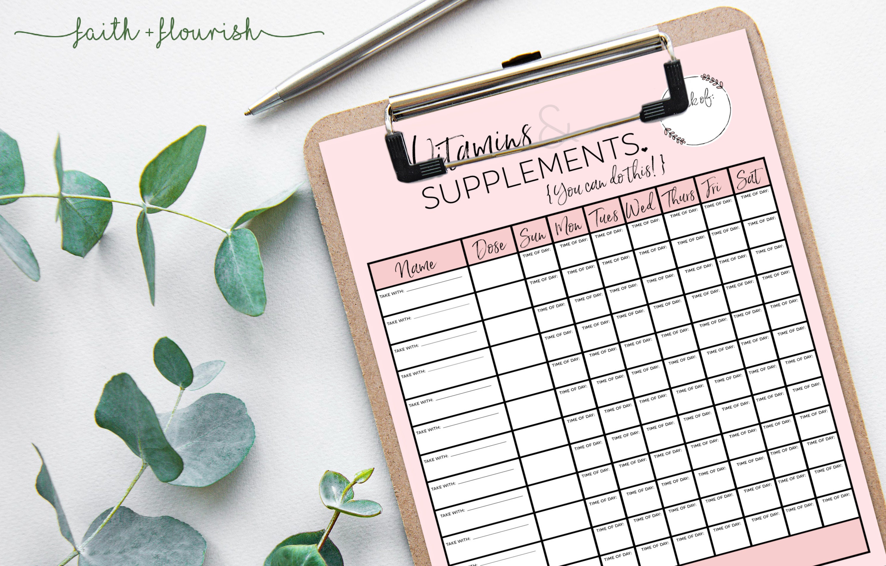 Printable Food Vitamin Supplement Tracker | Fitness Wellness | Weekly ...