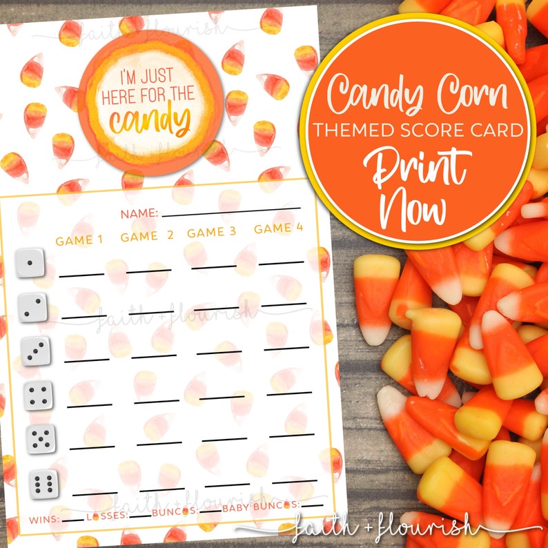 Printable Candy Corn Bunco Score Card Sheet Halloween Bunco - Etsy