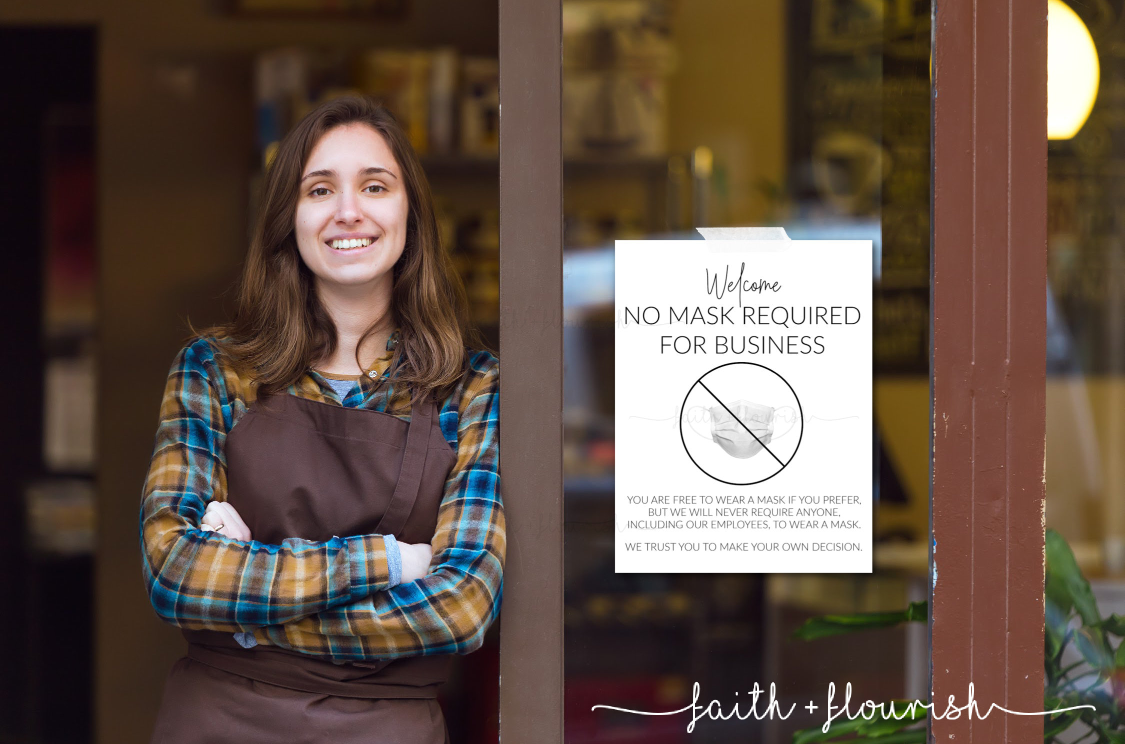 Printable No Mask Required Welcome Sign, Business and Restaurant Window ...