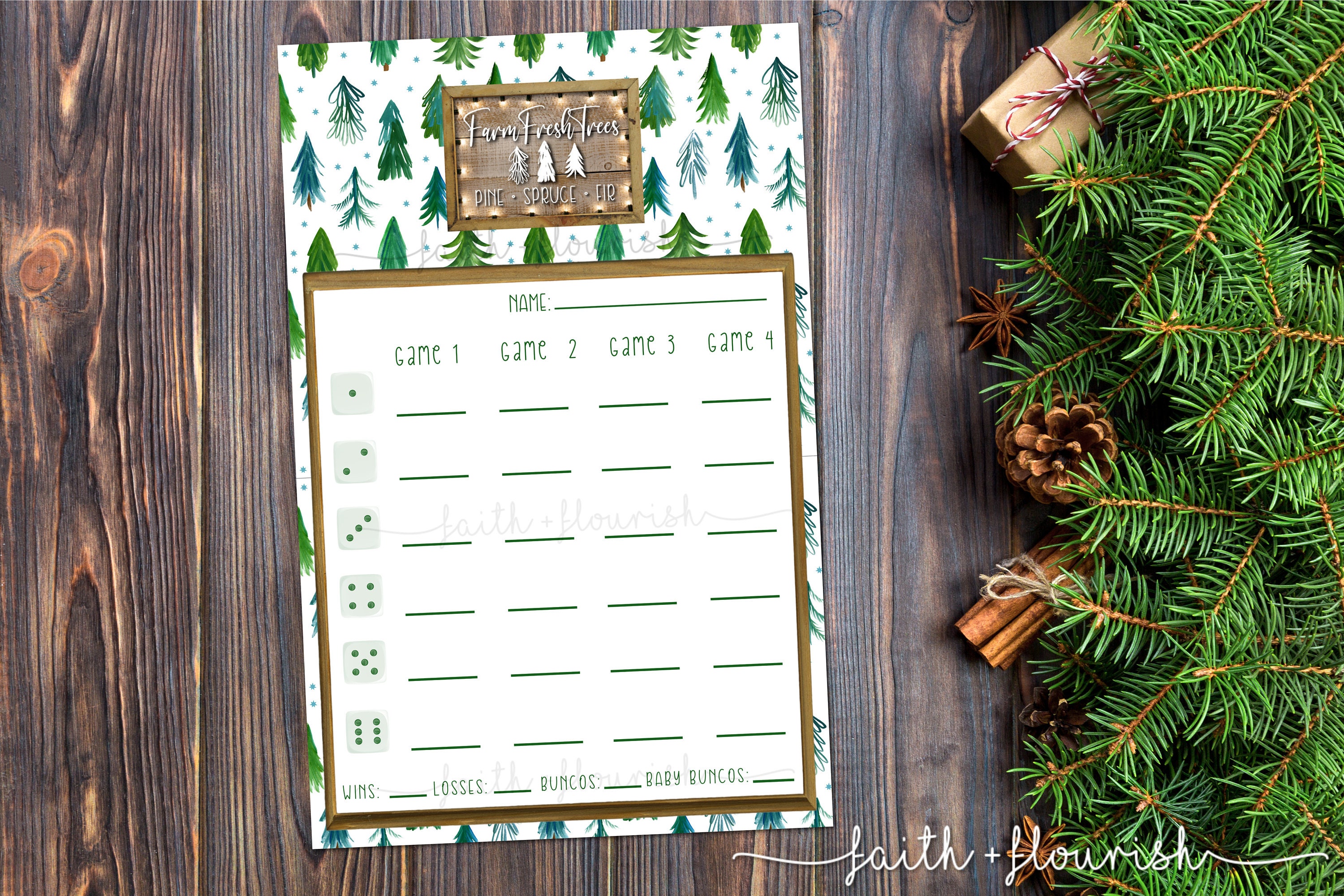 Printable Christmas Tree Bunco Bundle Set, Winter Christmas + December ...