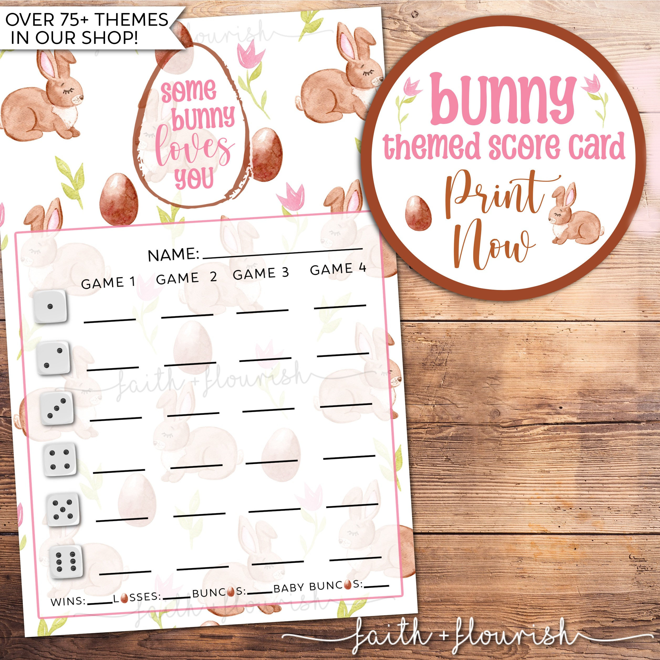 Printable Bunny Bunco Score Card Sheet, Easter Bunny Rabbit and Egg ...