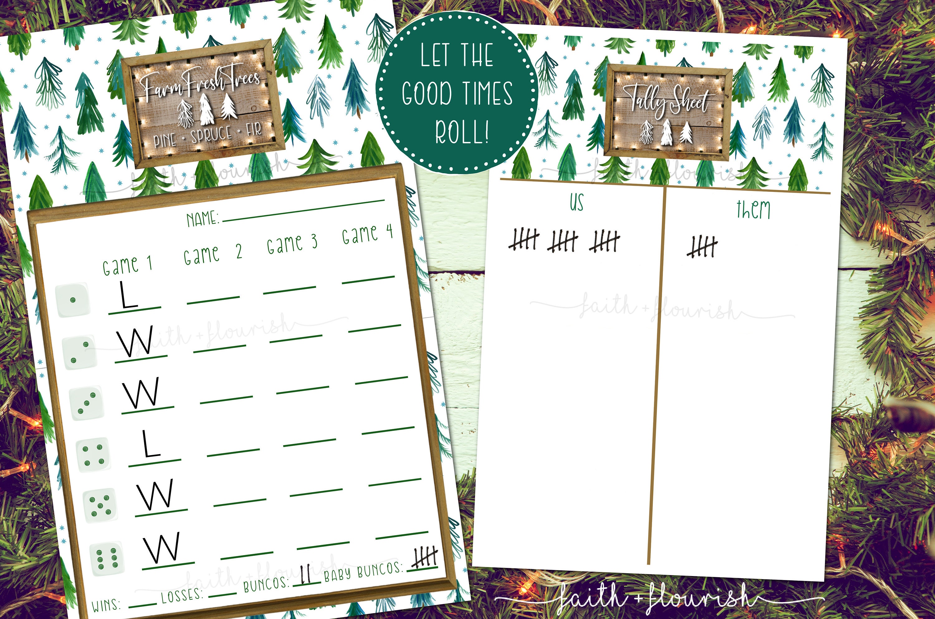Printable Christmas Tree Bunco Bundle Set, Winter Christmas + December ...