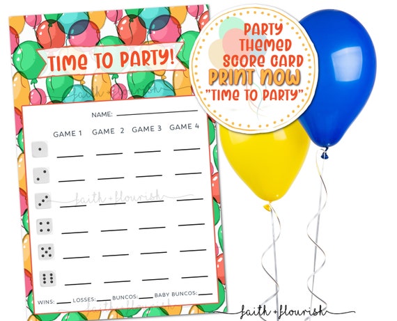 Printable Party Bunco Score Card Sheet Printable Birthday and | Etsy