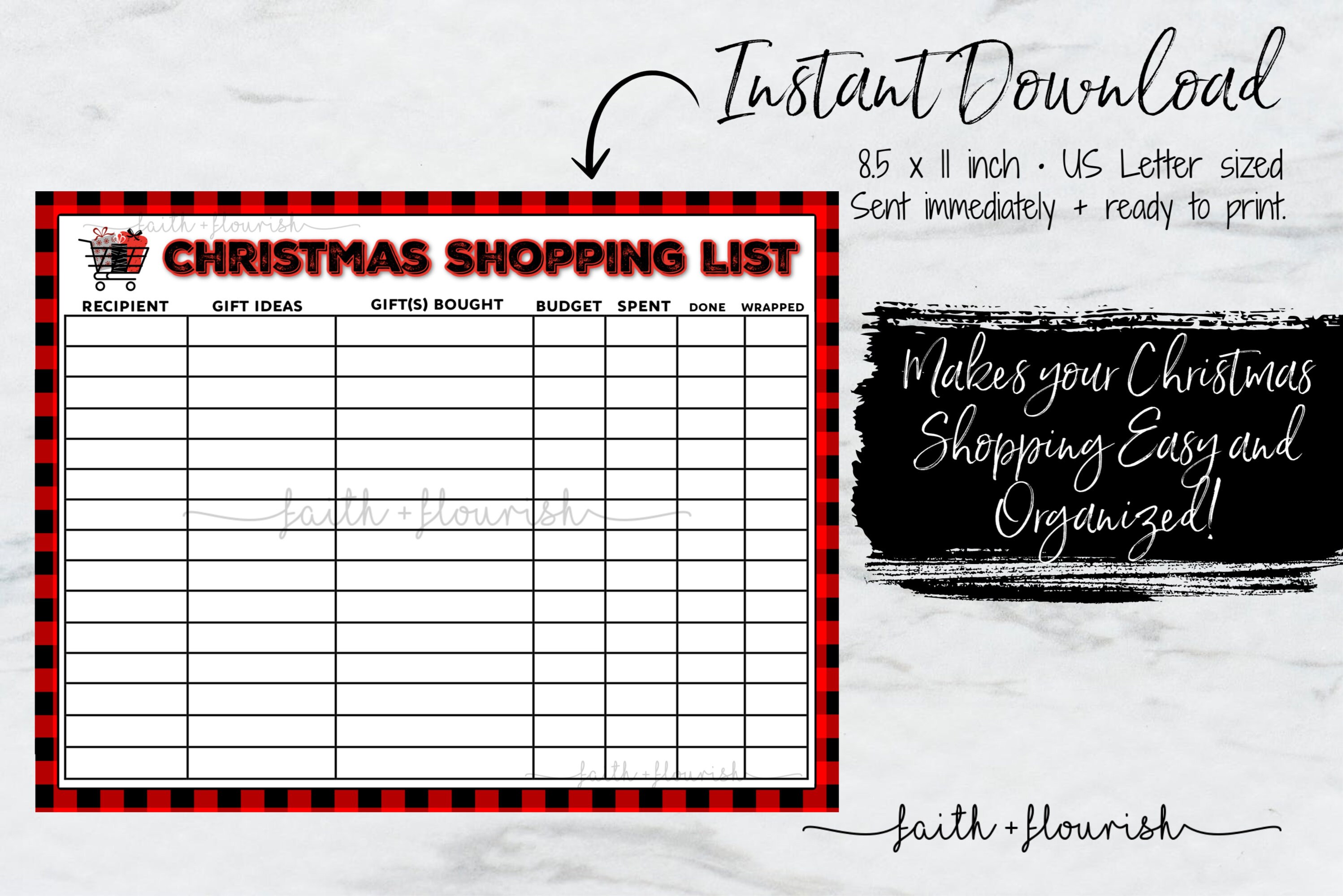 Printable Christmas Gift Shopping List, Christmas Presents and Gifts ...