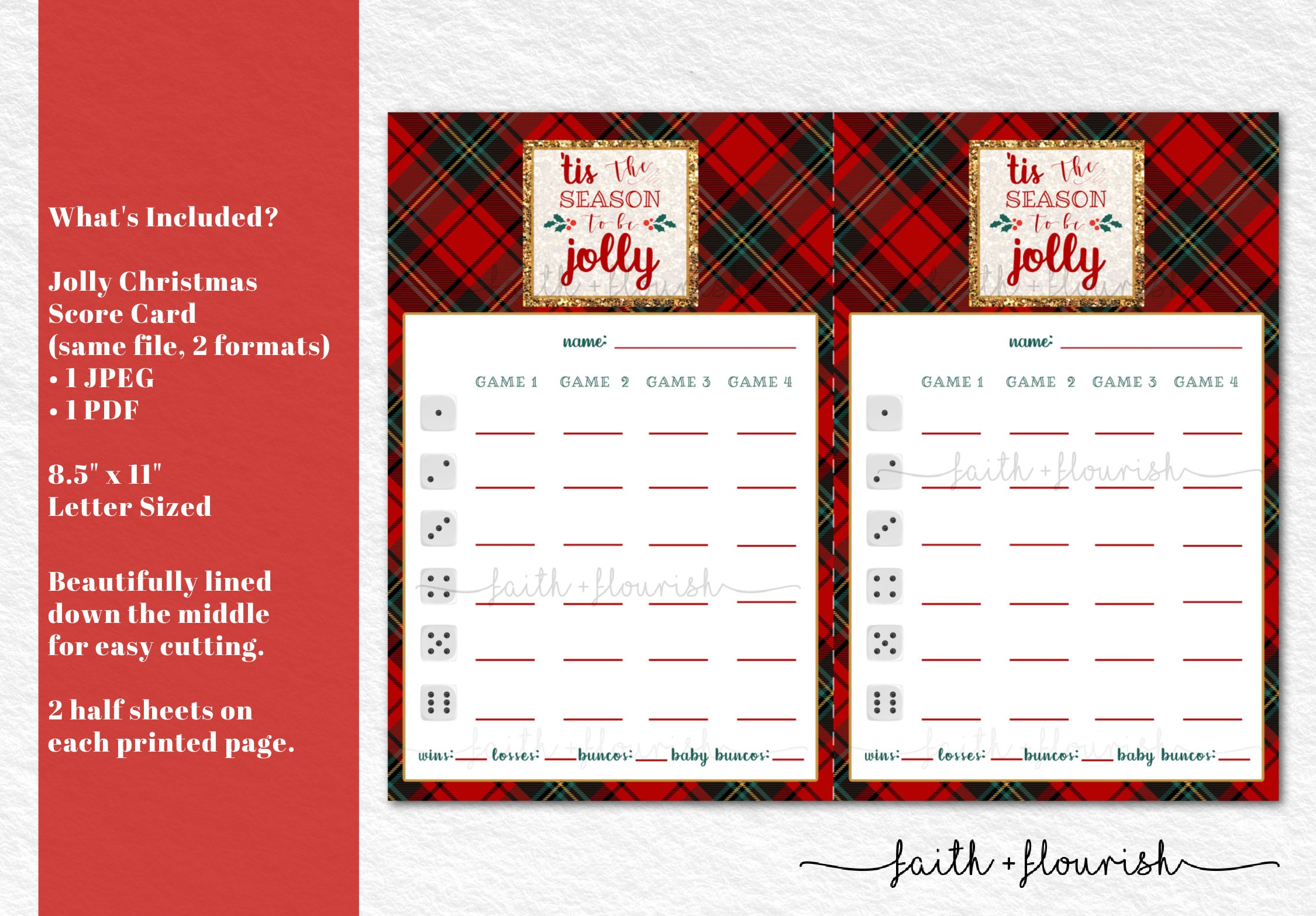 Christmas Bunco Score Card Printable (PDF/JPEG) - Etsy