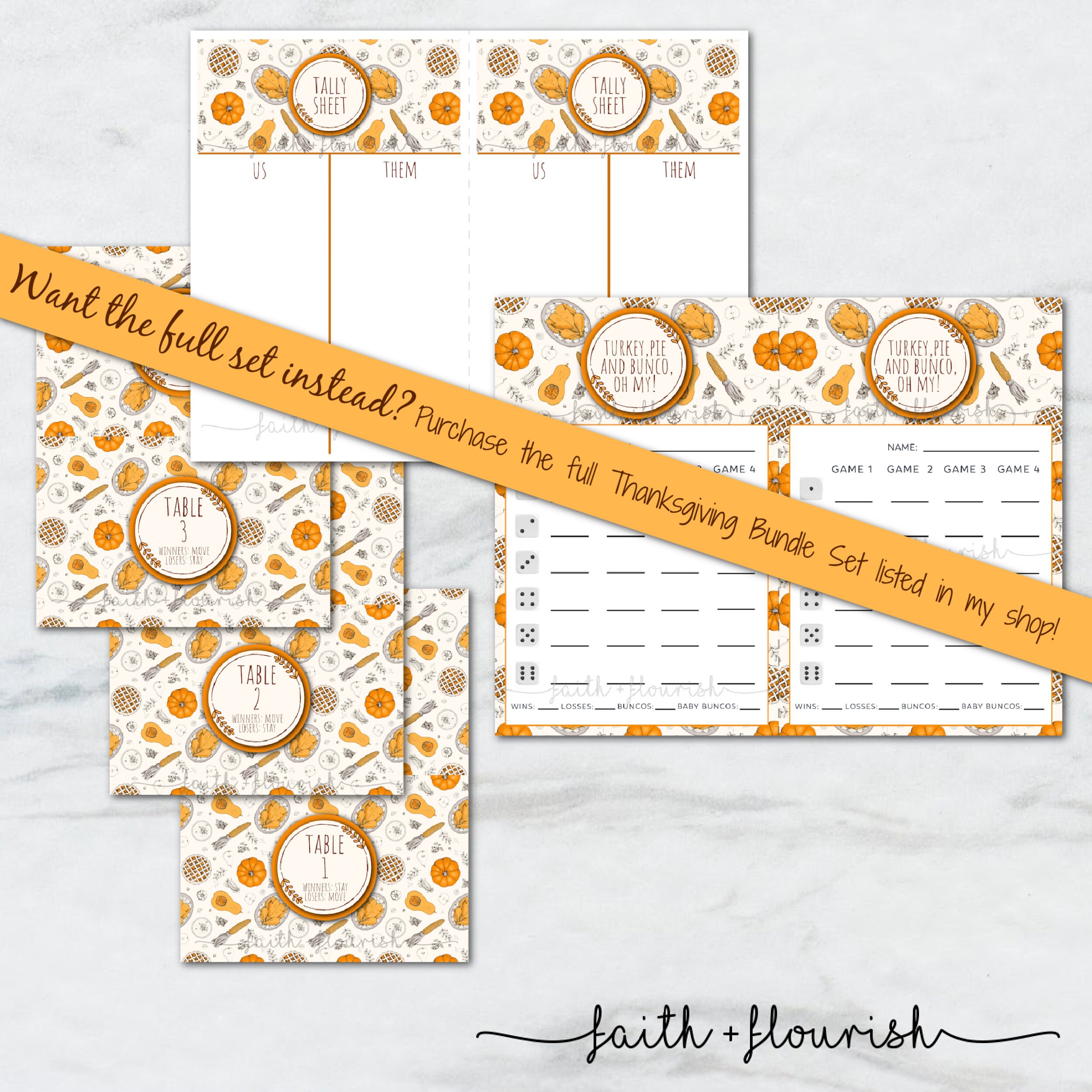 Printable Thanksgiving Bunco Score Card Sheet, Fall October and ...