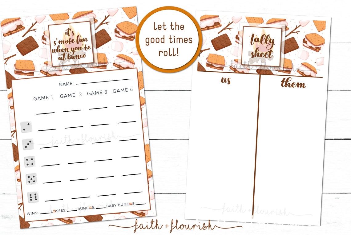 S'mores Bunco Printable Bundle, Camping Theme (instant Download) - Etsy