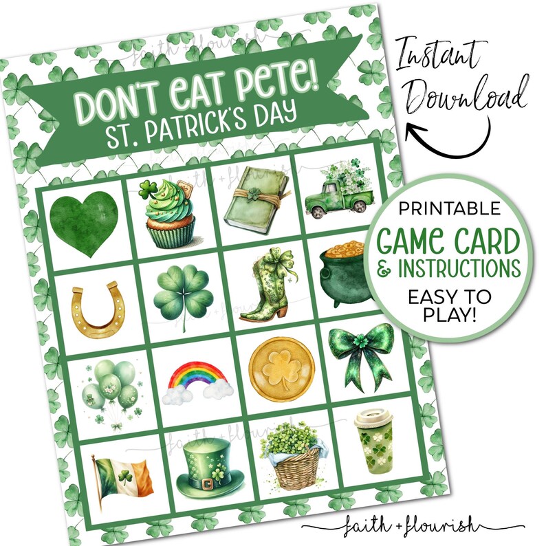 St. Patrick's Day Don't Eat Pete Game, Kids Party Activity (PDF) - Etsy