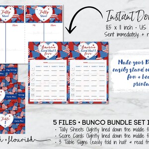 Printable America Themed Bunco Bundle Set, Patriotic 4th of July Bunco ...