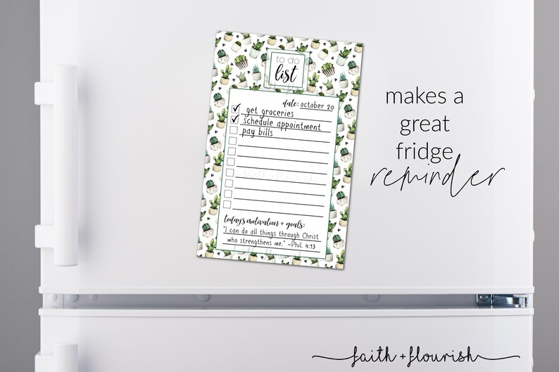Printable Cactus to Do List Sheet, Daily Home Office Business Organizer ...