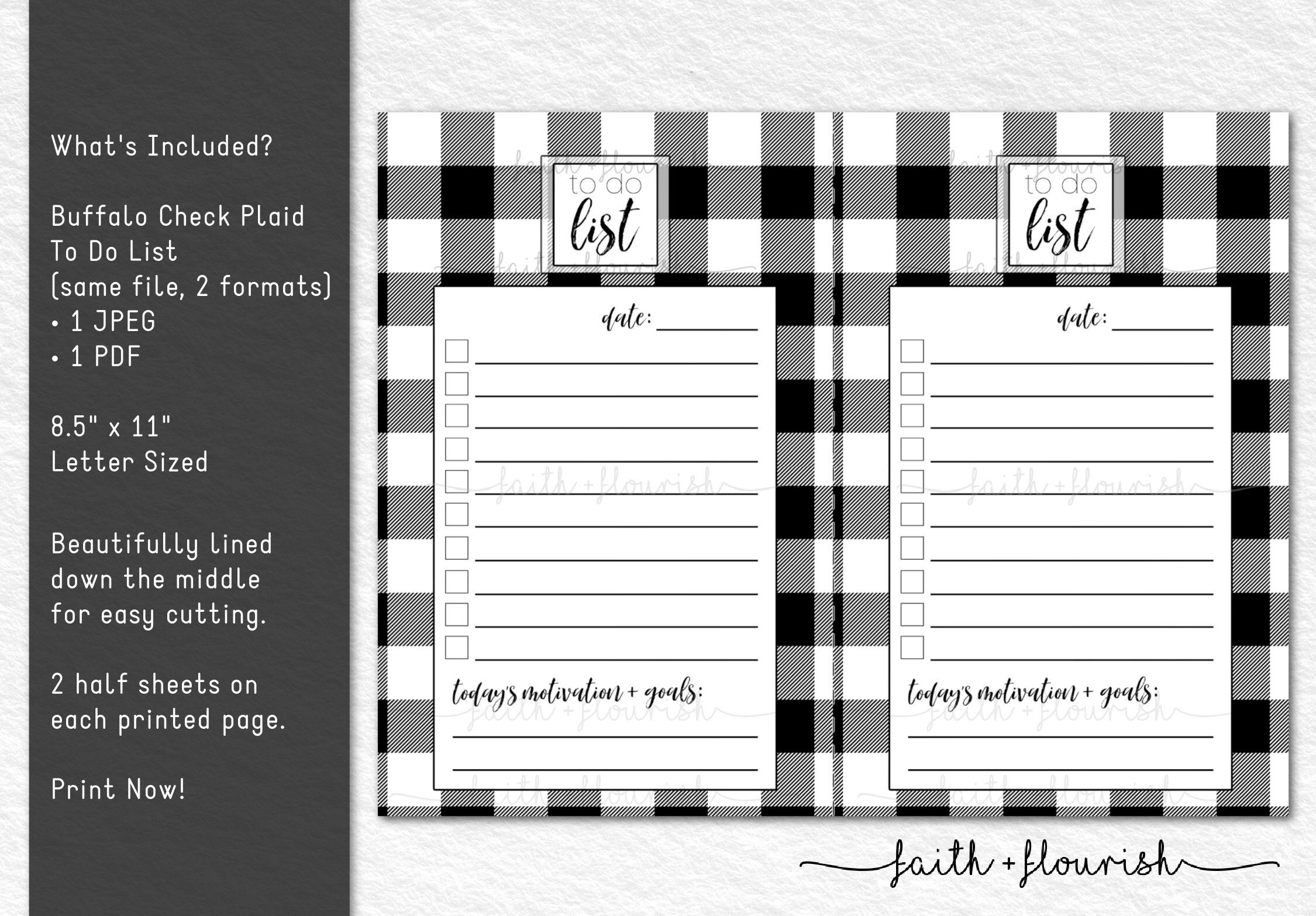Buffalo Check to Do List Printable, Daily Planner (PDF) - Etsy