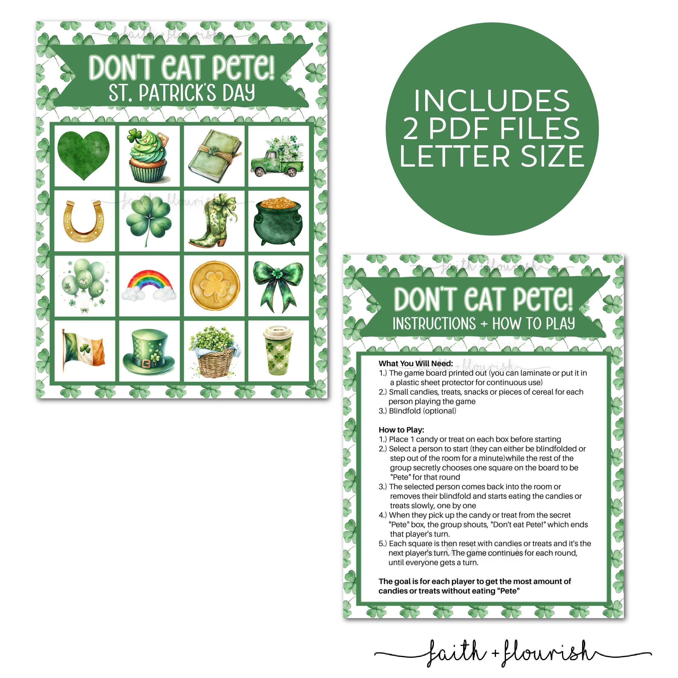St. Patrick's Day Don't Eat Pete Game, Kids Party Activity (PDF) - Etsy