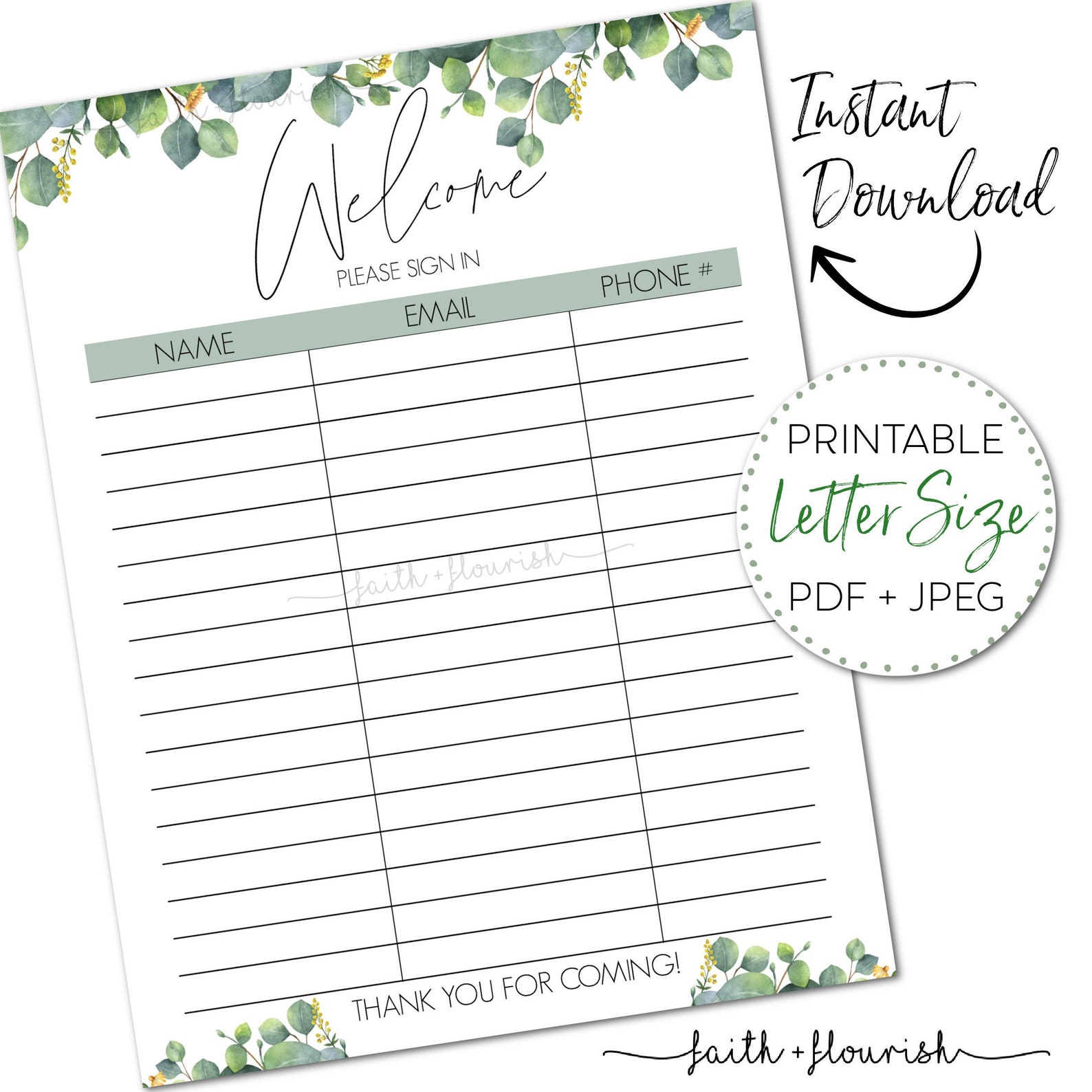 Printable Welcome Sign in Sheet | Real Estate and Open House Flyer ...