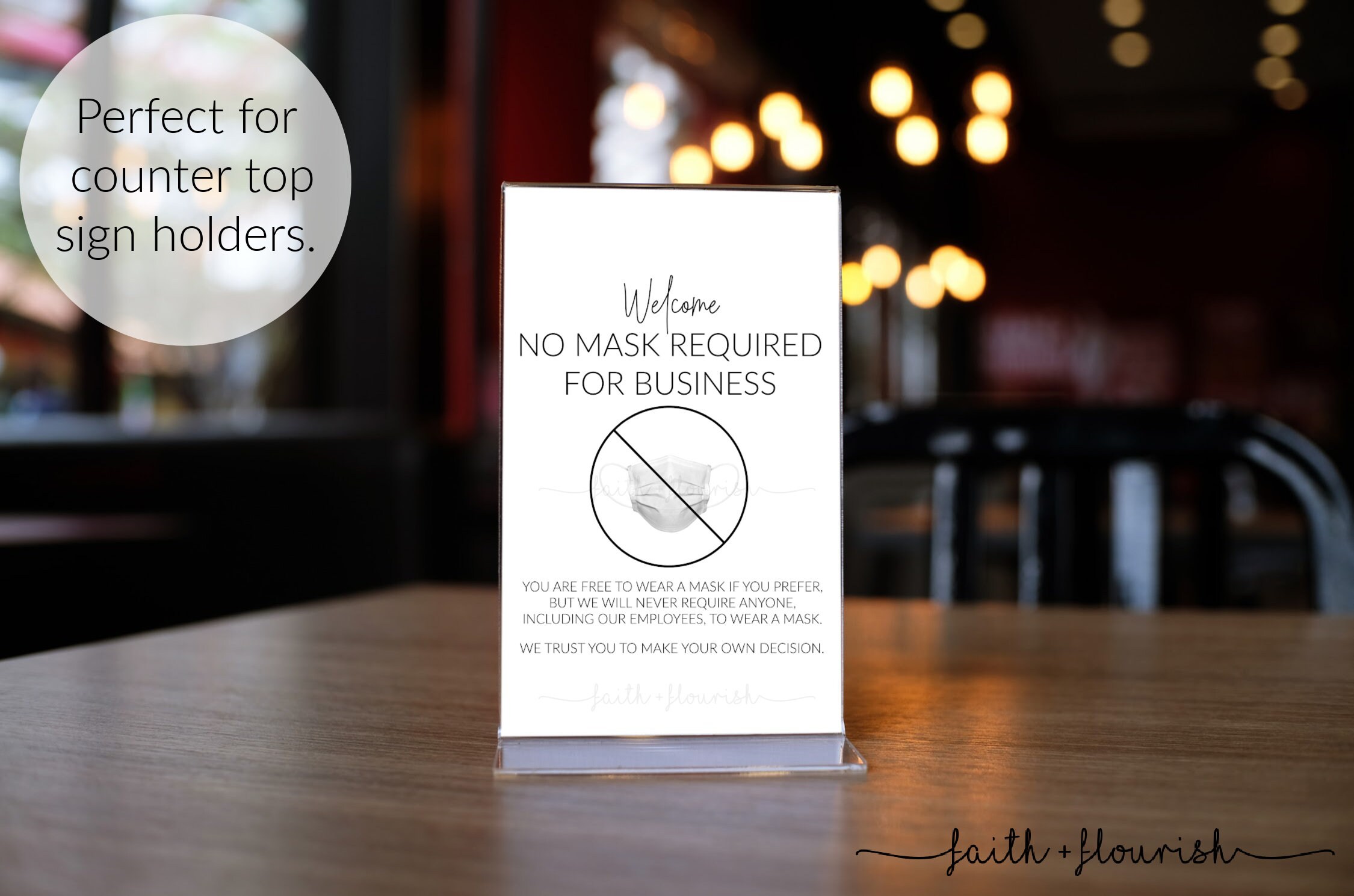 Printable No Mask Required Welcome Sign, Business and Restaurant Window ...