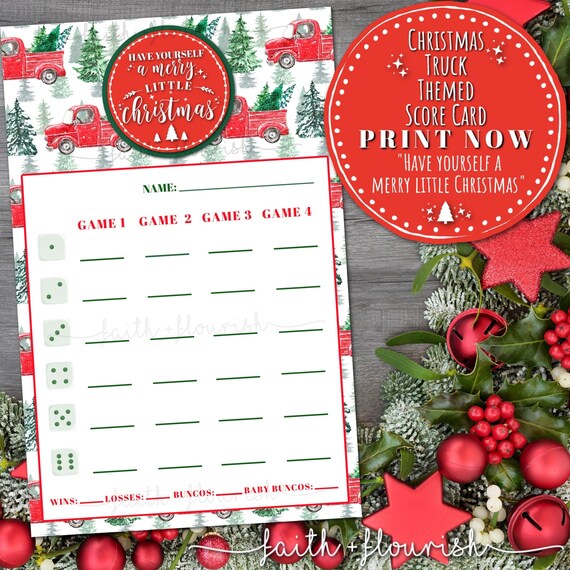 Printable Christmas Truck Bunco Score Card Sheet Holiday | Etsy