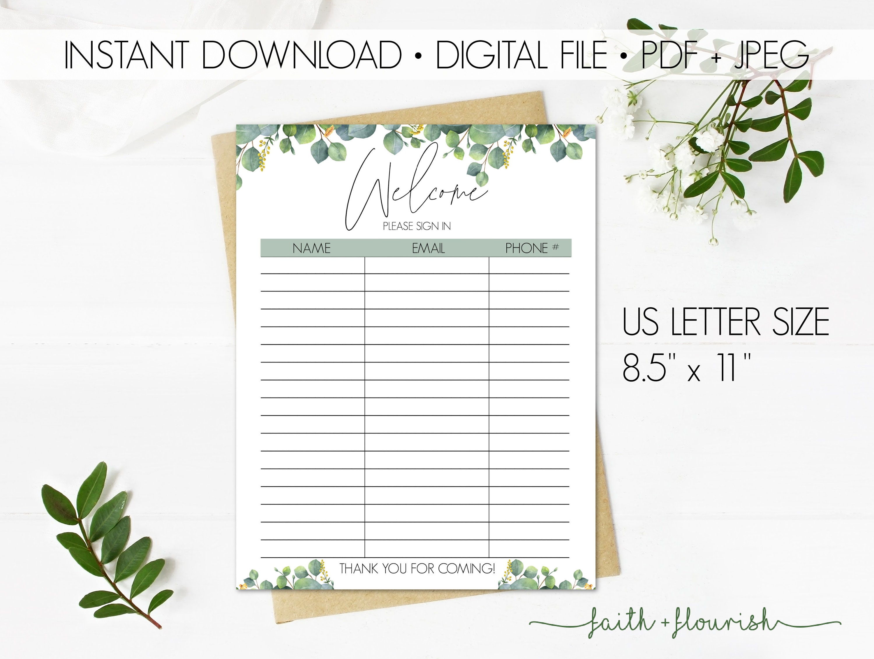Printable Welcome Sign in Sheet | Real Estate and Open House Flyer ...