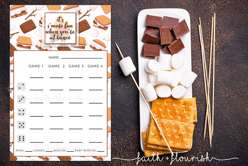 Printable S'mores Bunco Bundle Set, Year Round Camping Smores Bunco ...