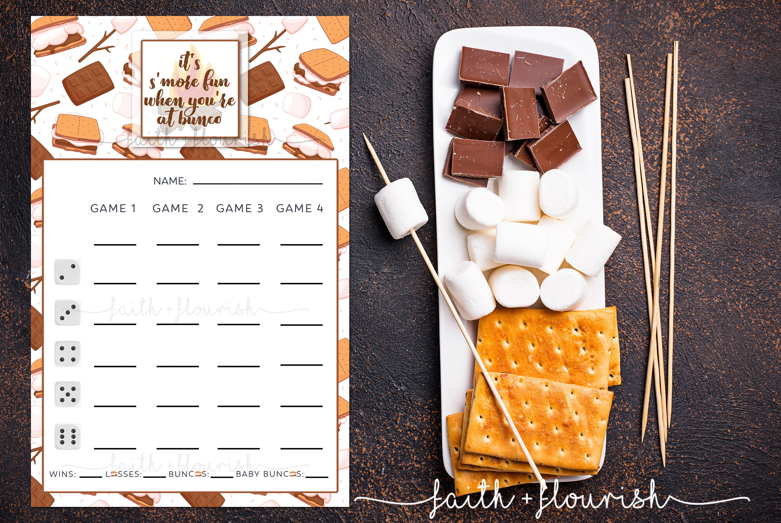 Printable S'mores Bunco Bundle Set, Year Round Camping Smores Bunco ...