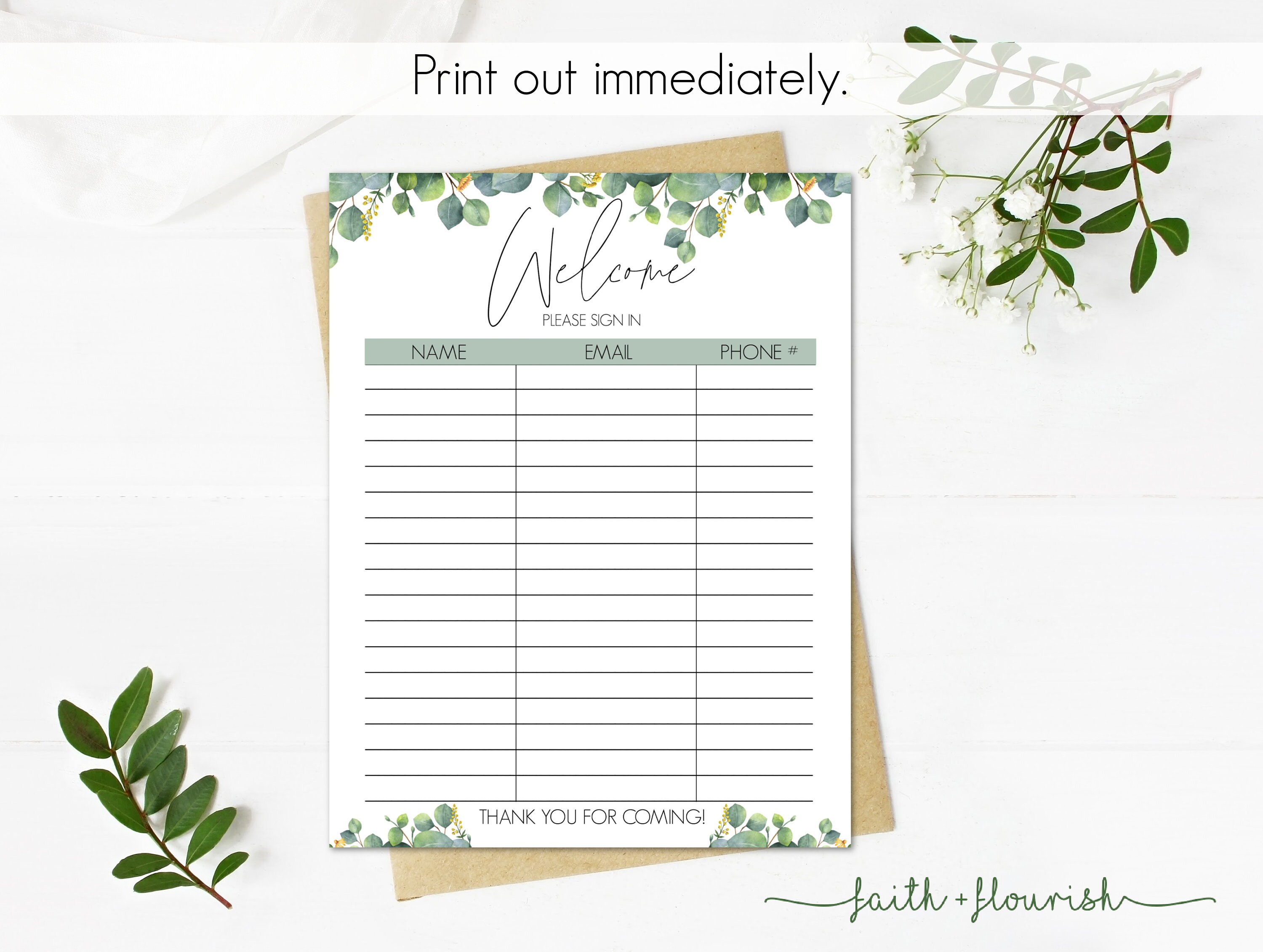 Printable Welcome Sign in Sheet | Real Estate and Open House Flyer ...