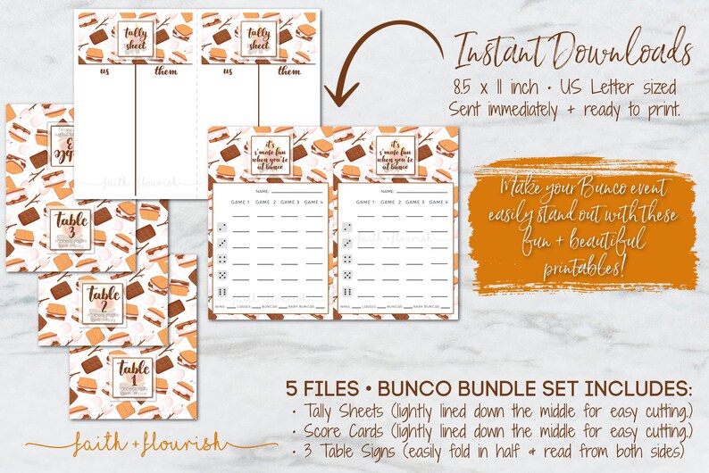 Printable S'mores Bunco Bundle Set, Year Round Camping Smores Bunco ...