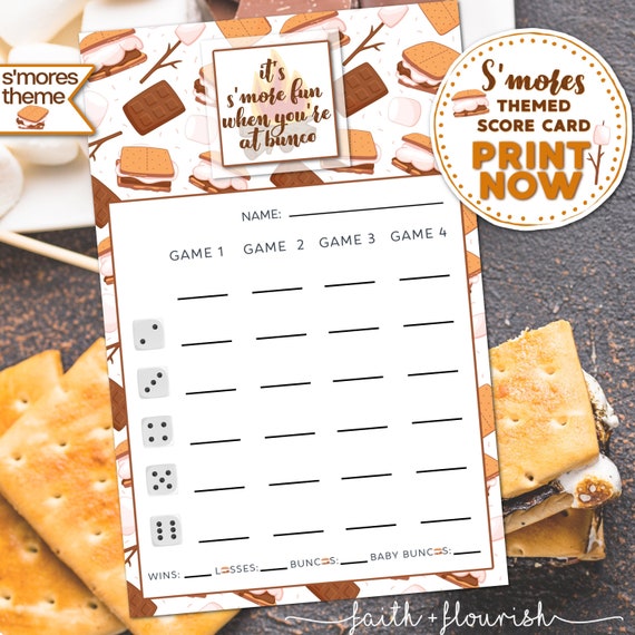 Printable S'mores Bunco Score Card Sheet Smores Bunco - Etsy UK