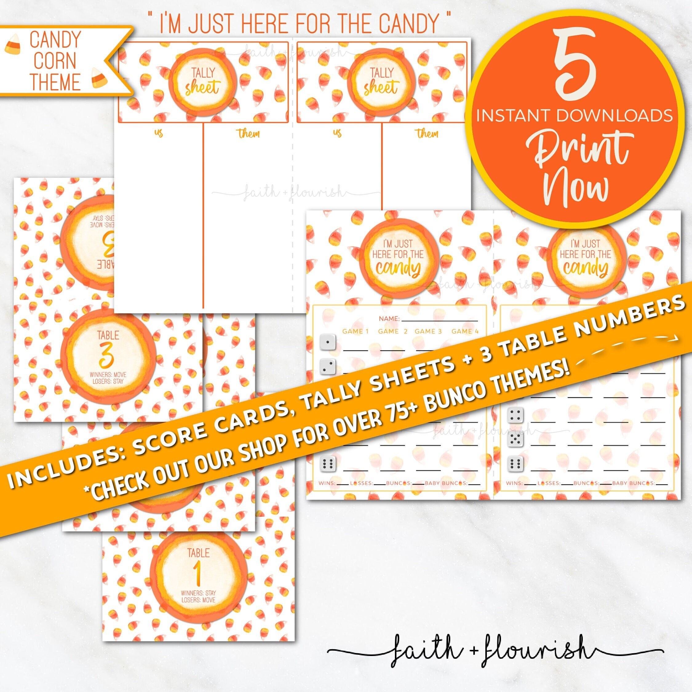 Printable Candy Corn Bunco Bundle Set, Halloween Bunco Score Cards ...