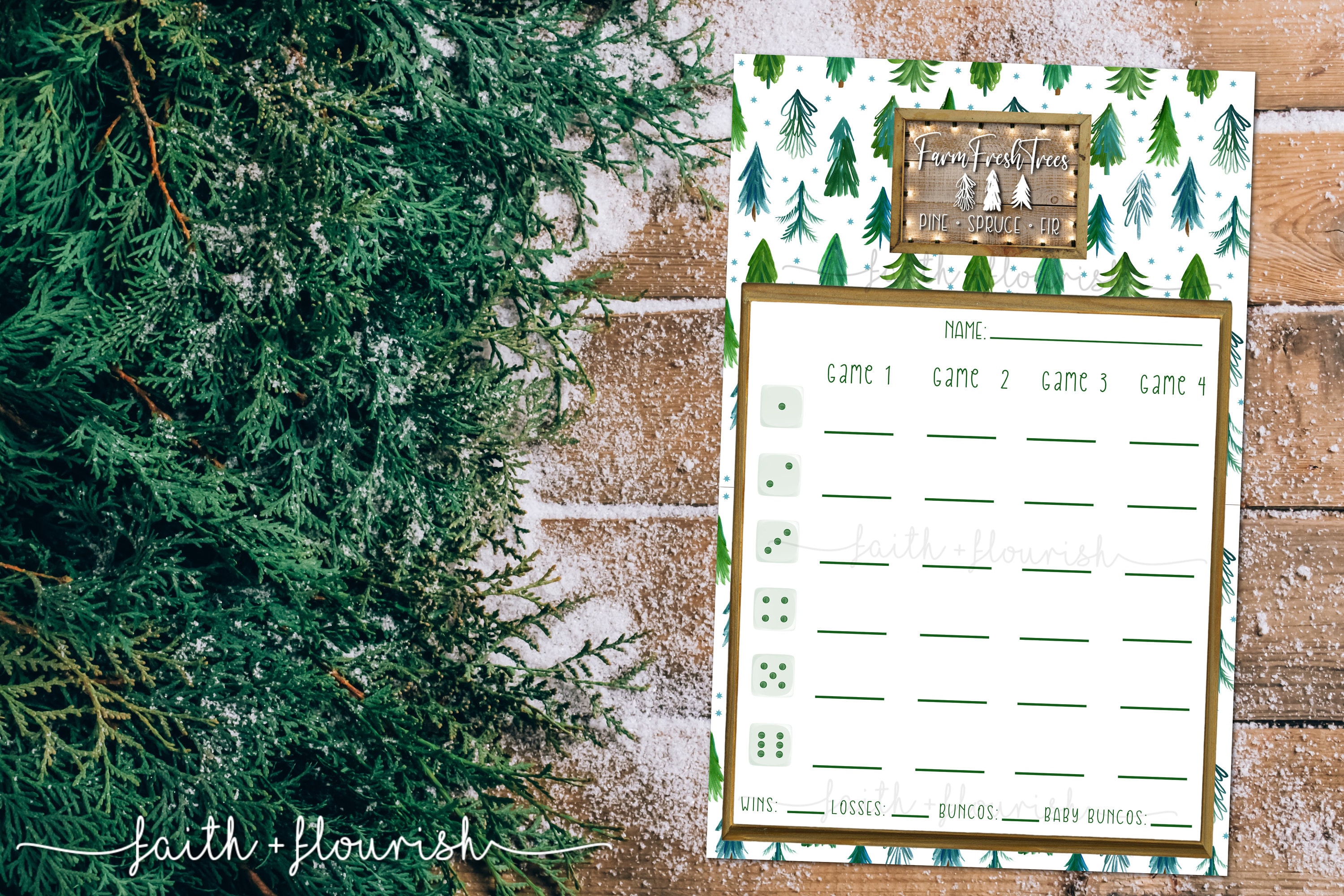 Christmas Tree Bunco Score Card, Winter Holiday Party (instant Download ...