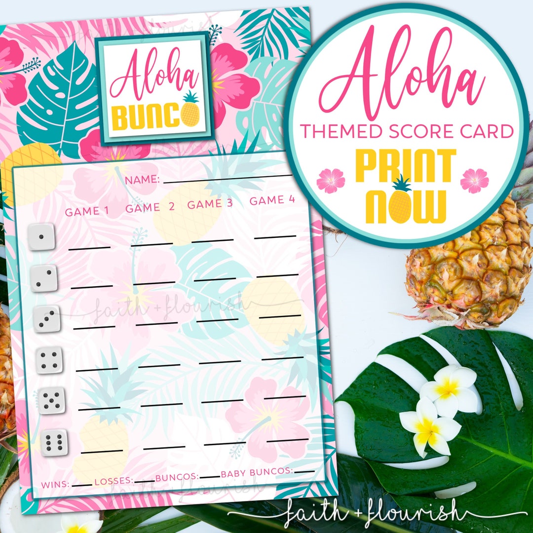 Printable Aloha Bunco Score Card Sheet Hawaiian Summer Luau - Etsy Israel