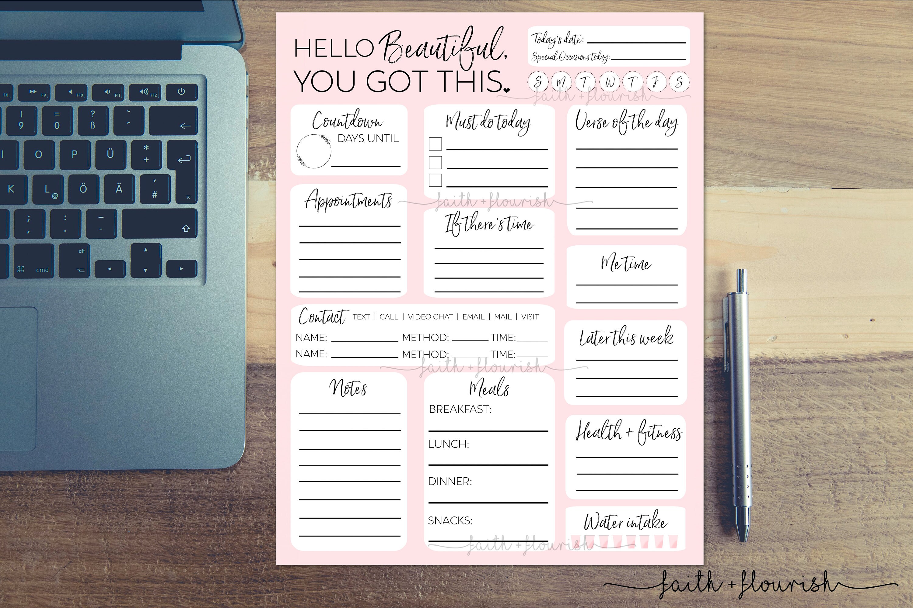 Printable Hello Beautiful Daily Planner Daily Time Organizer - Etsy