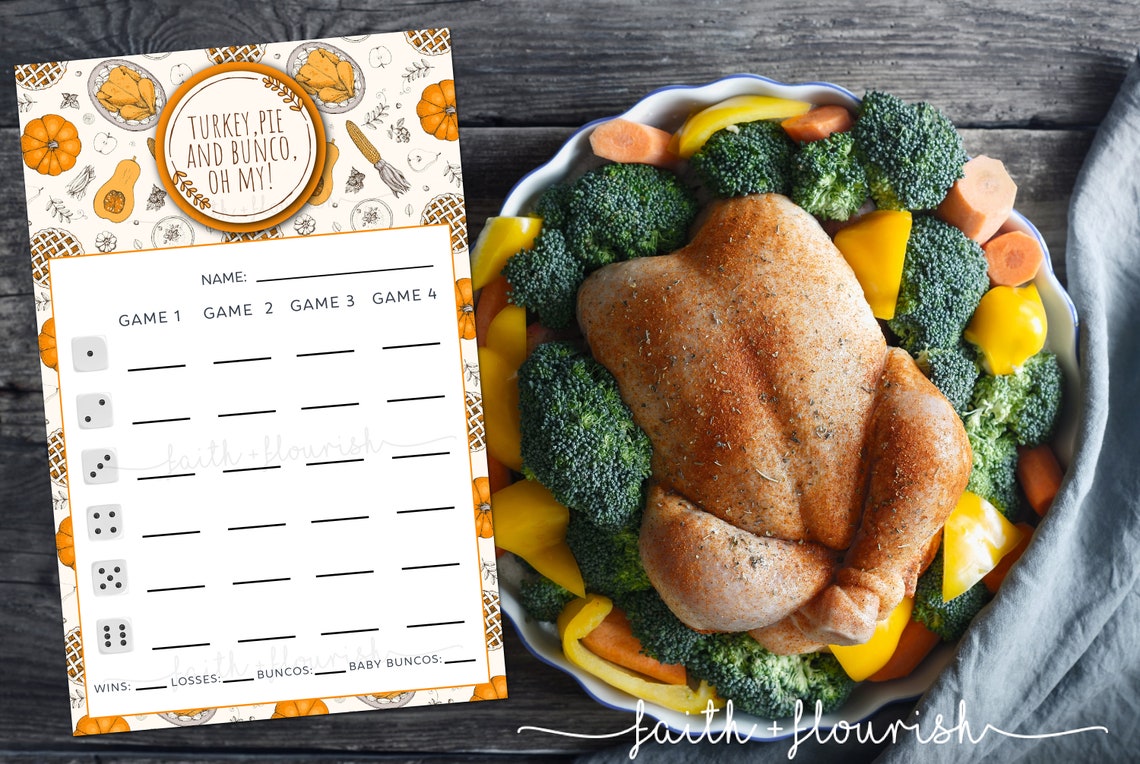 Printable Thanksgiving Bunco Score Card Sheet, Fall October and ...