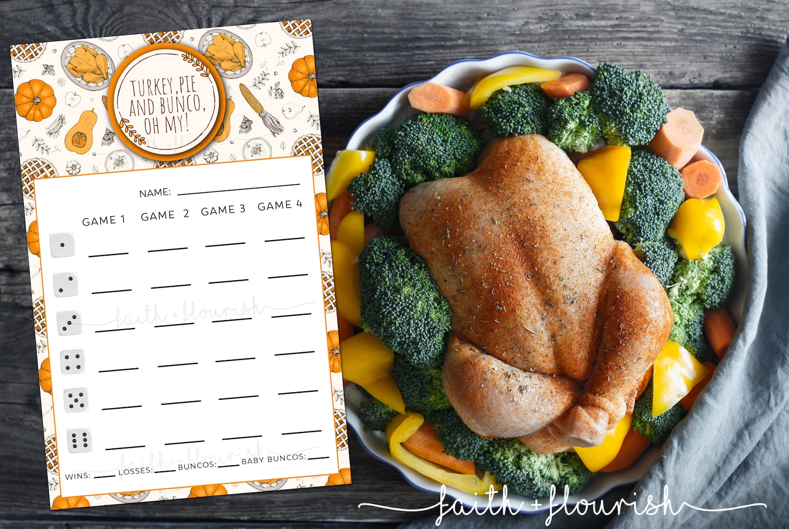 Printable Thanksgiving Bunco Score Card Sheet, Fall October and ...