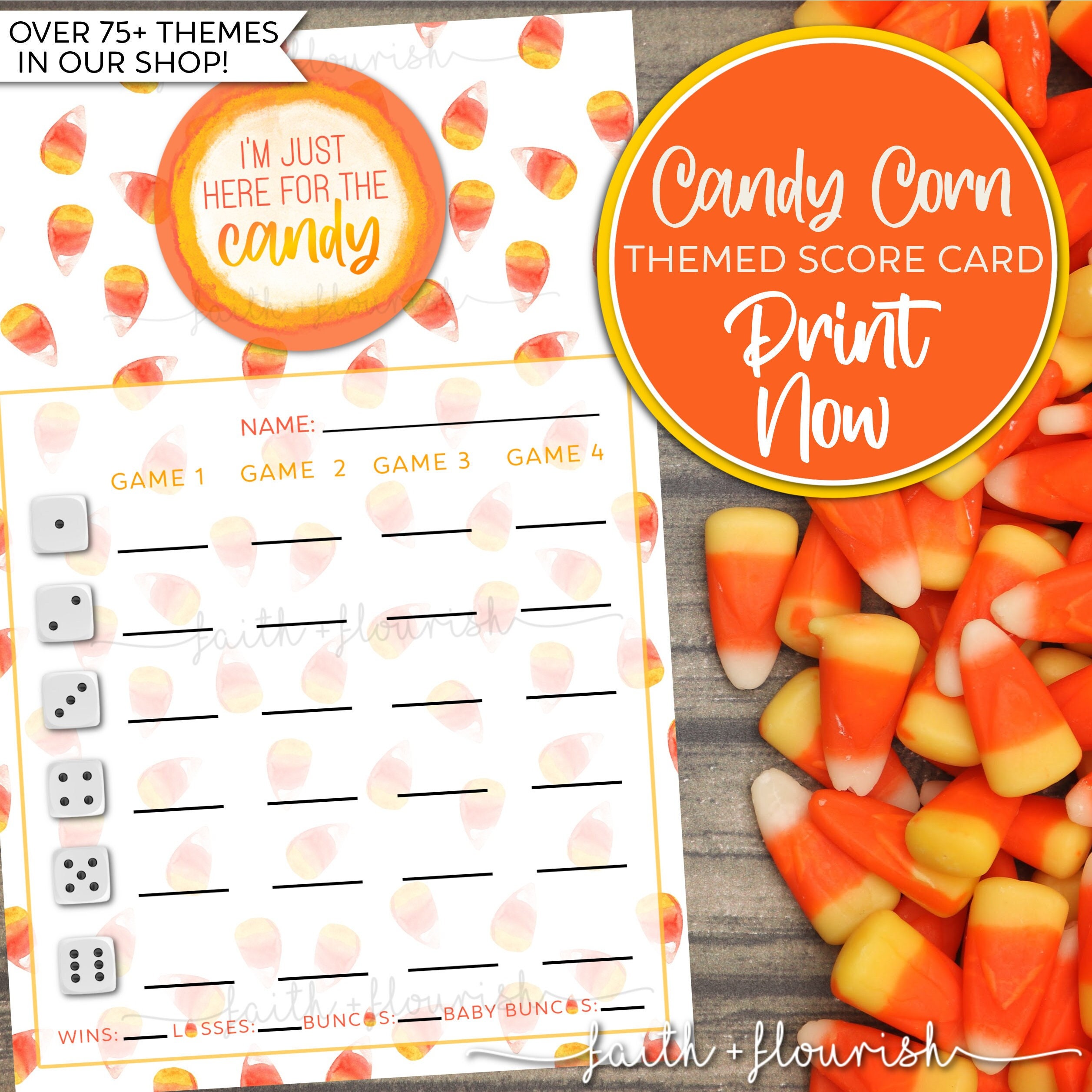 Printable Candy Corn Bunco Score Card Sheet, Halloween Bunco Score Card ...