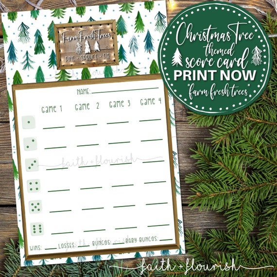 Printable Christmas Tree Bunco Score Card Sheet Winter | Etsy