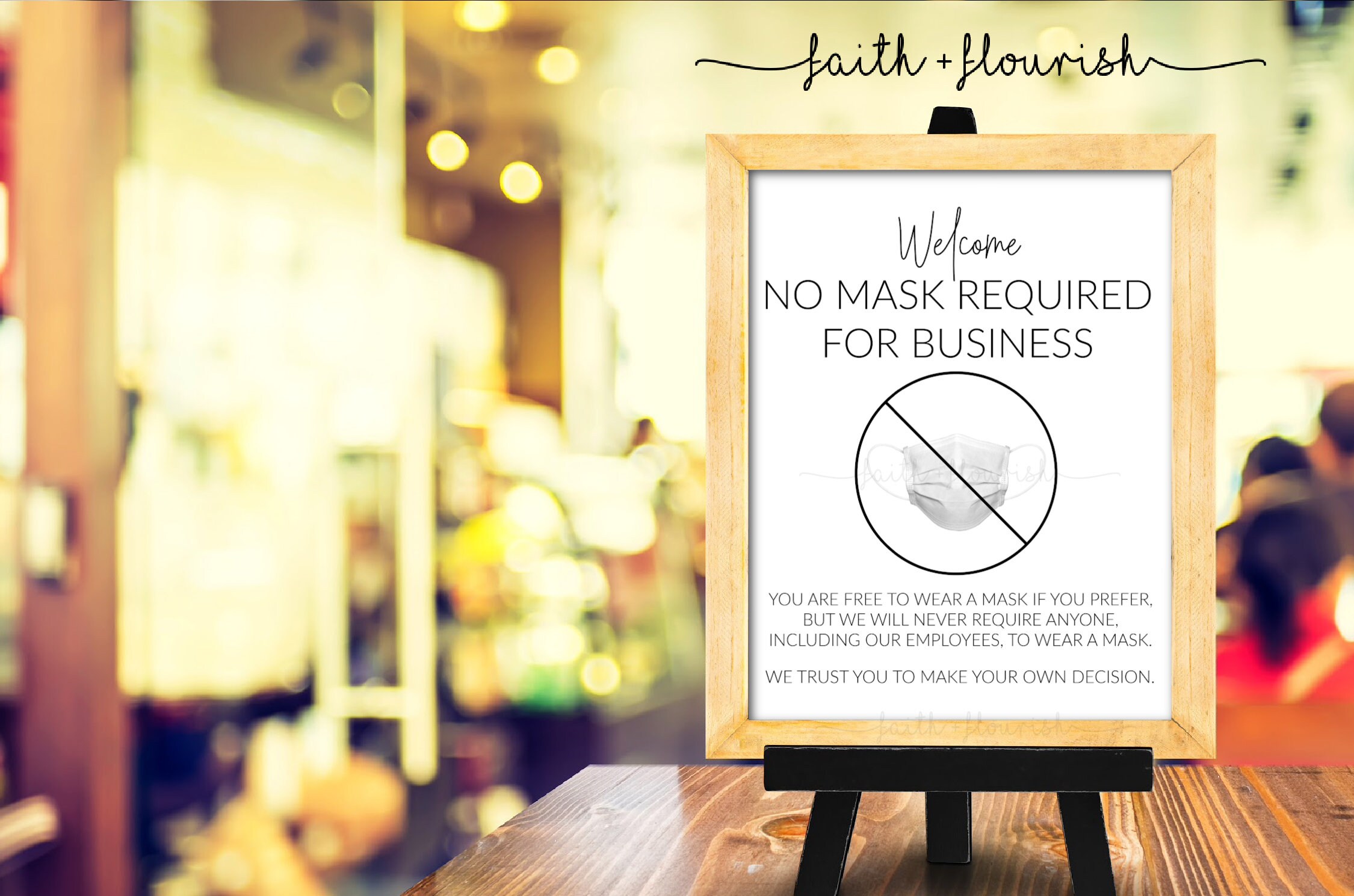 Printable No Mask Required Welcome Sign, Business and Restaurant Window ...
