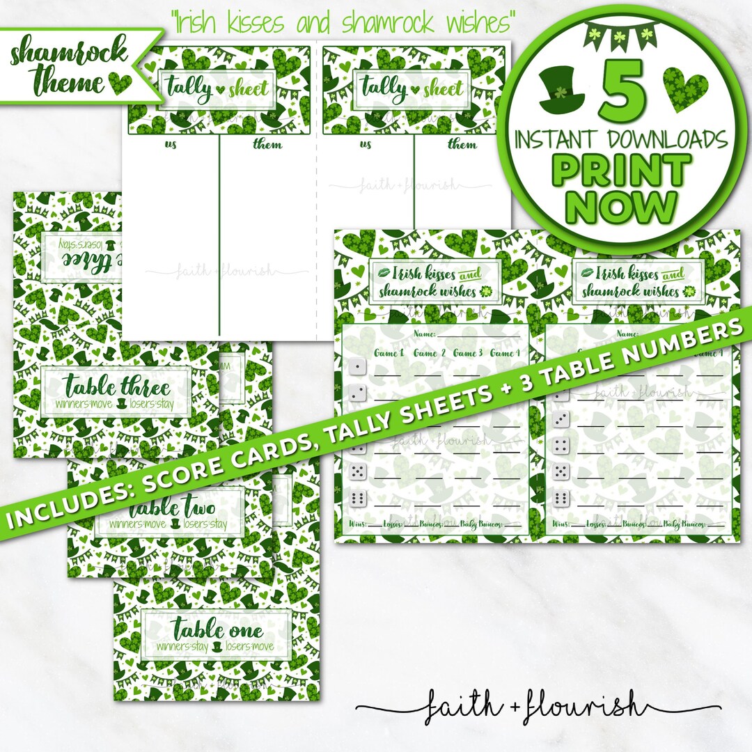 Printable Shamrock Bunco Bundle, St. Patrick's Day Game (digital ...