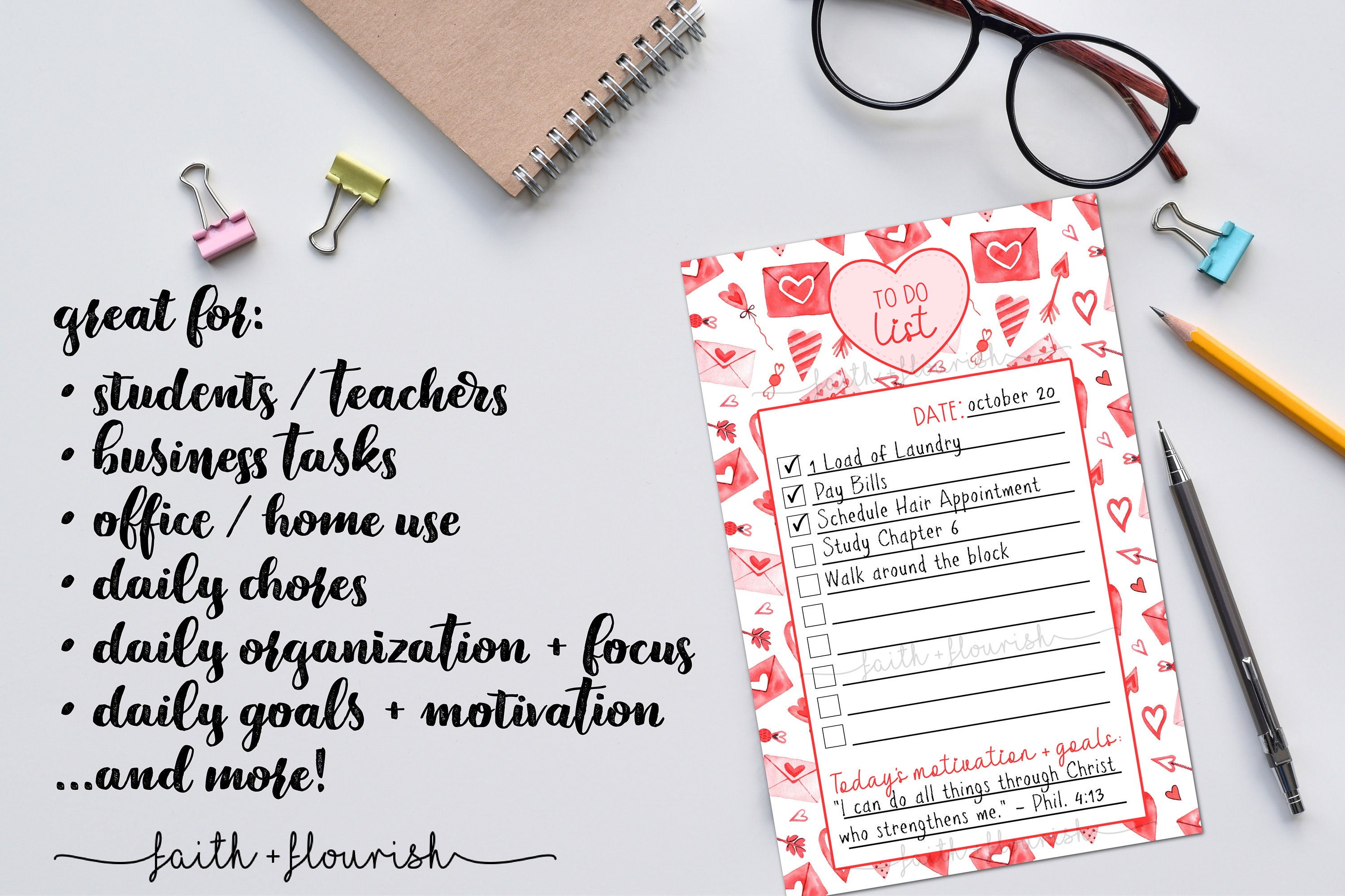Printable To-do List, Love Task Planner & Gift Checklist, Instant ...