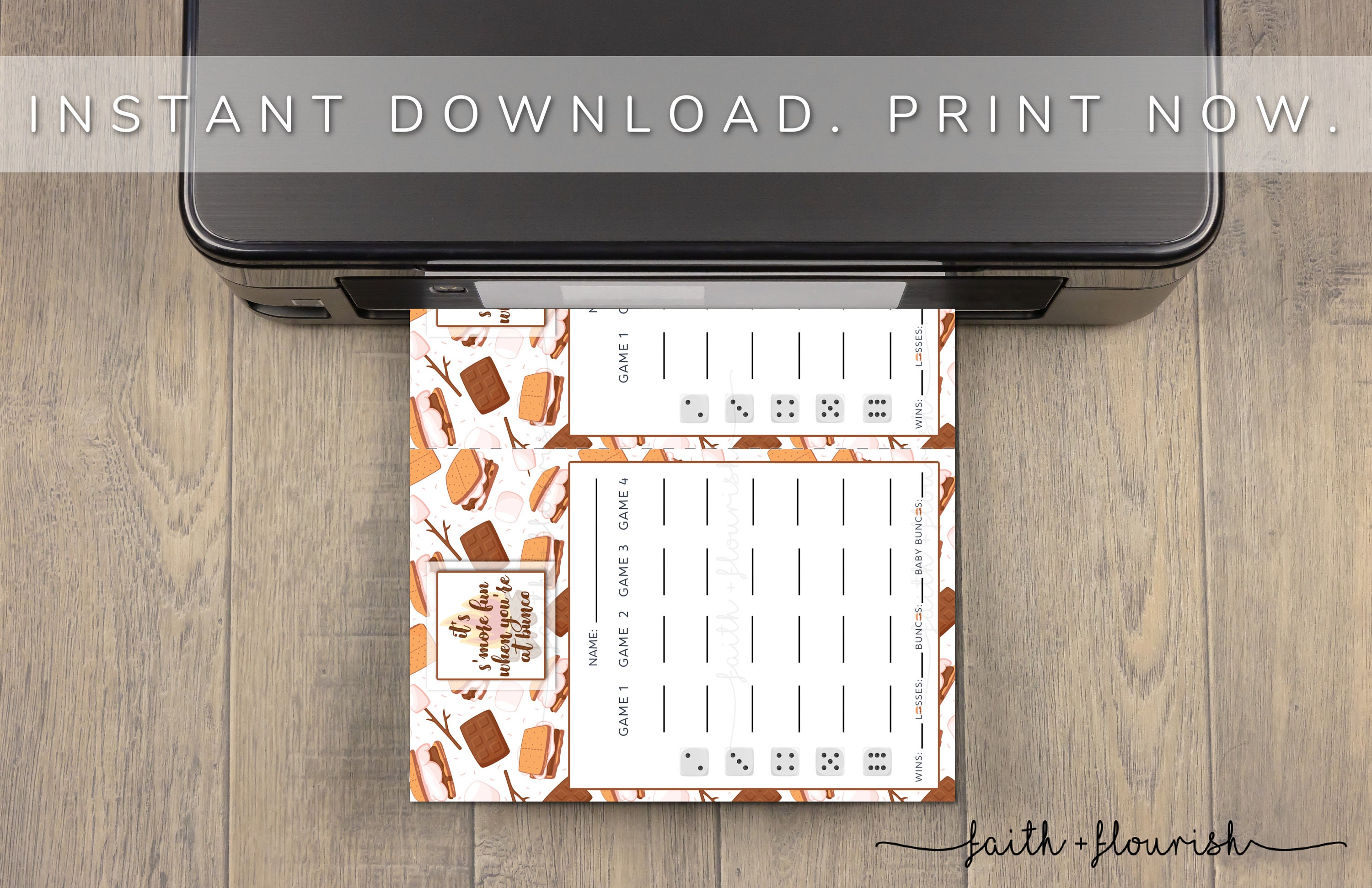 Printable S'mores Bunco Bundle Set, Year Round Camping Smores Bunco ...