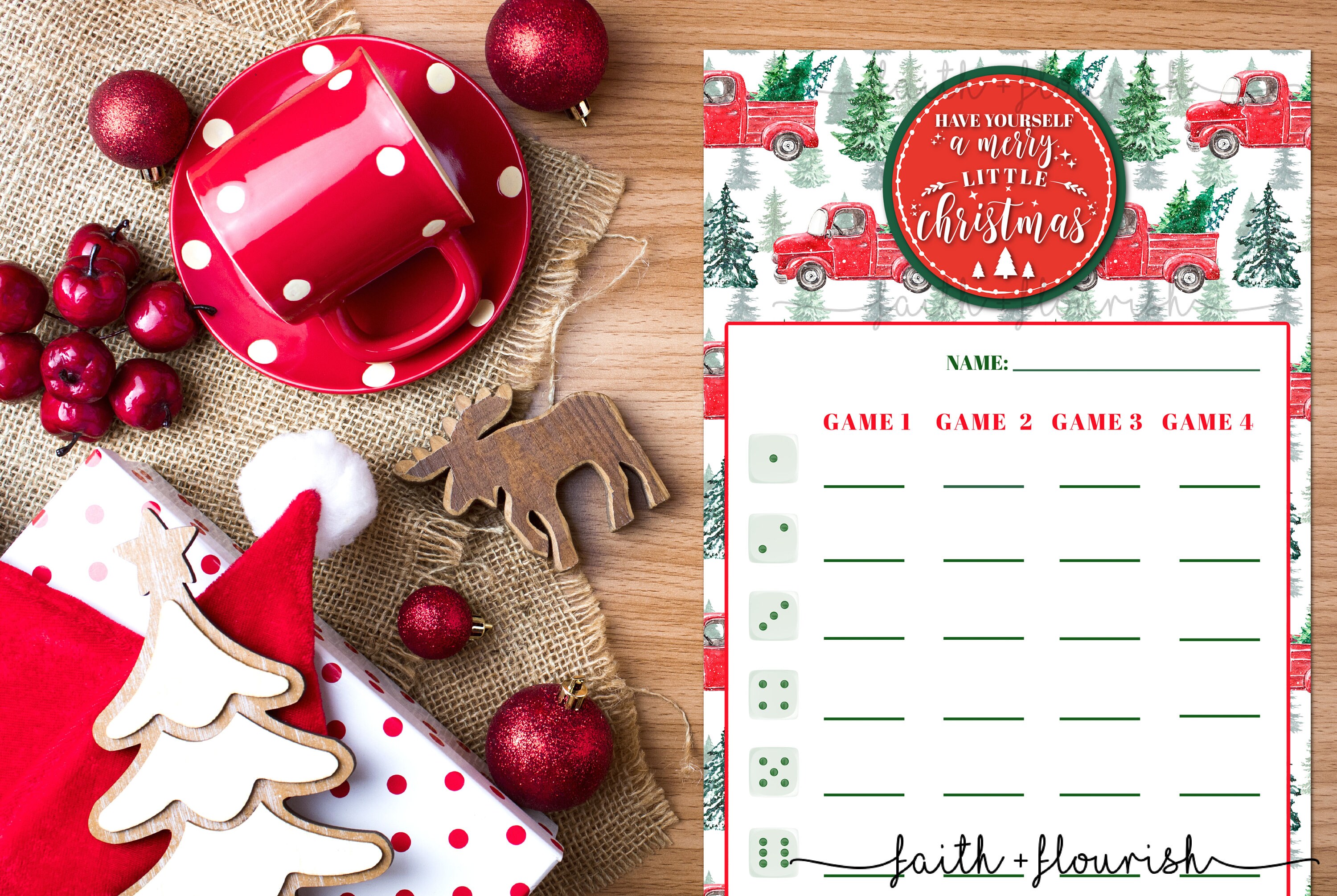 Printable Christmas Truck Bunco Bundle Set, December and Holiday ...
