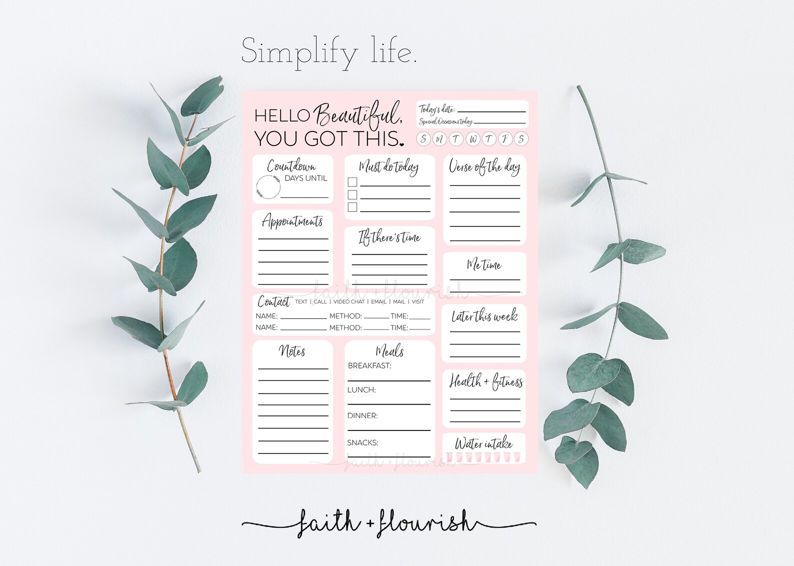 Printable Hello Beautiful Daily Planner Daily Time Organizer - Etsy