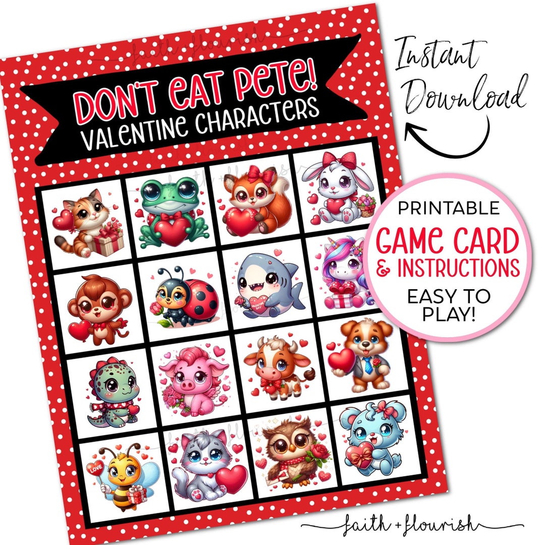 Printable Valentine's Don't Eat Pete Game for Kids, Valentine's Day ...