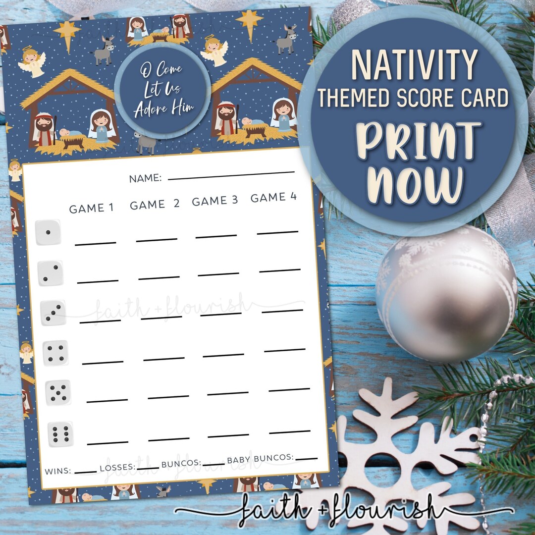 Printable Nativity Bunco Score Card Sheet, Printable December Christmas ...