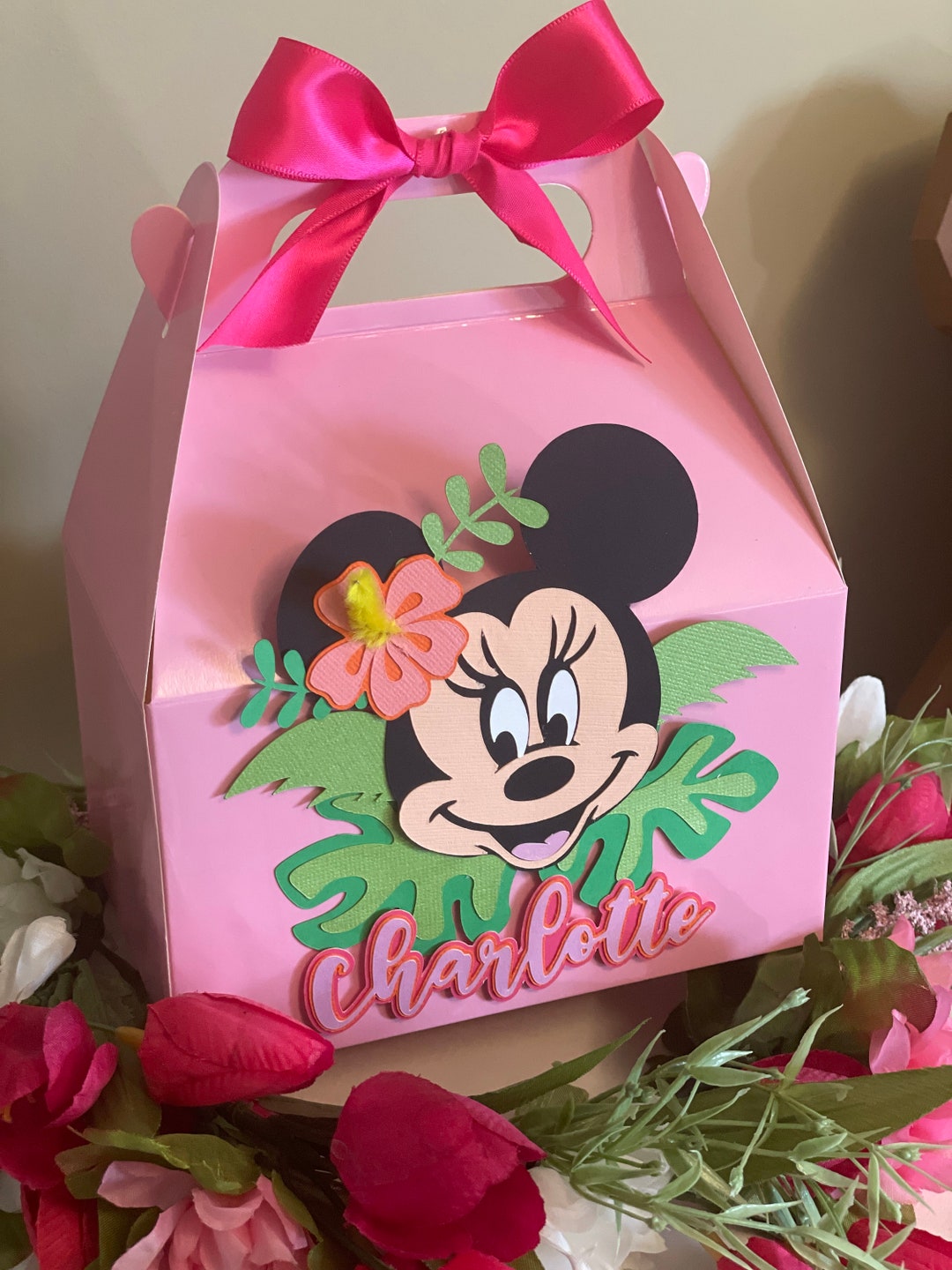 Minnie Gable Box, Minnie Hawaiana , Minnie Favor Box, Minnie Party ...