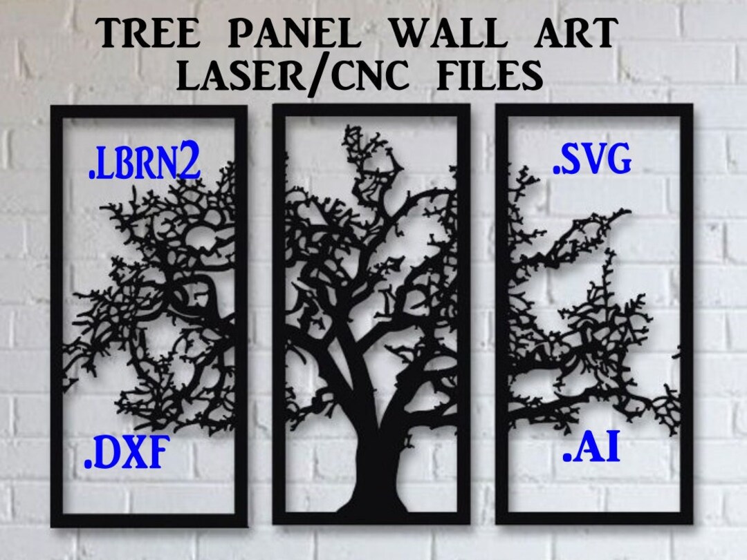 Tree Panel Wall Art Files for Laser Cutters and Cnc. .lbrn2 .dxf .svg ...