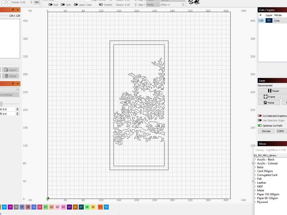 Tree Panel Wall Art Files for Laser Cutters and Cnc. .lbrn2 .dxf .svg ...
