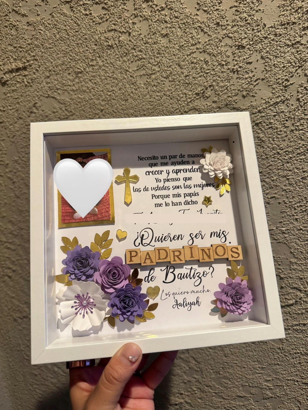 Personalized Godparent Proposal Shadow Box: 3D Floral Baptism Gift - Etsy