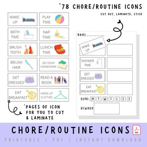 Kids Chore Chart Icons / Kids Routine Chart Icons / Kids Reward Chart ...